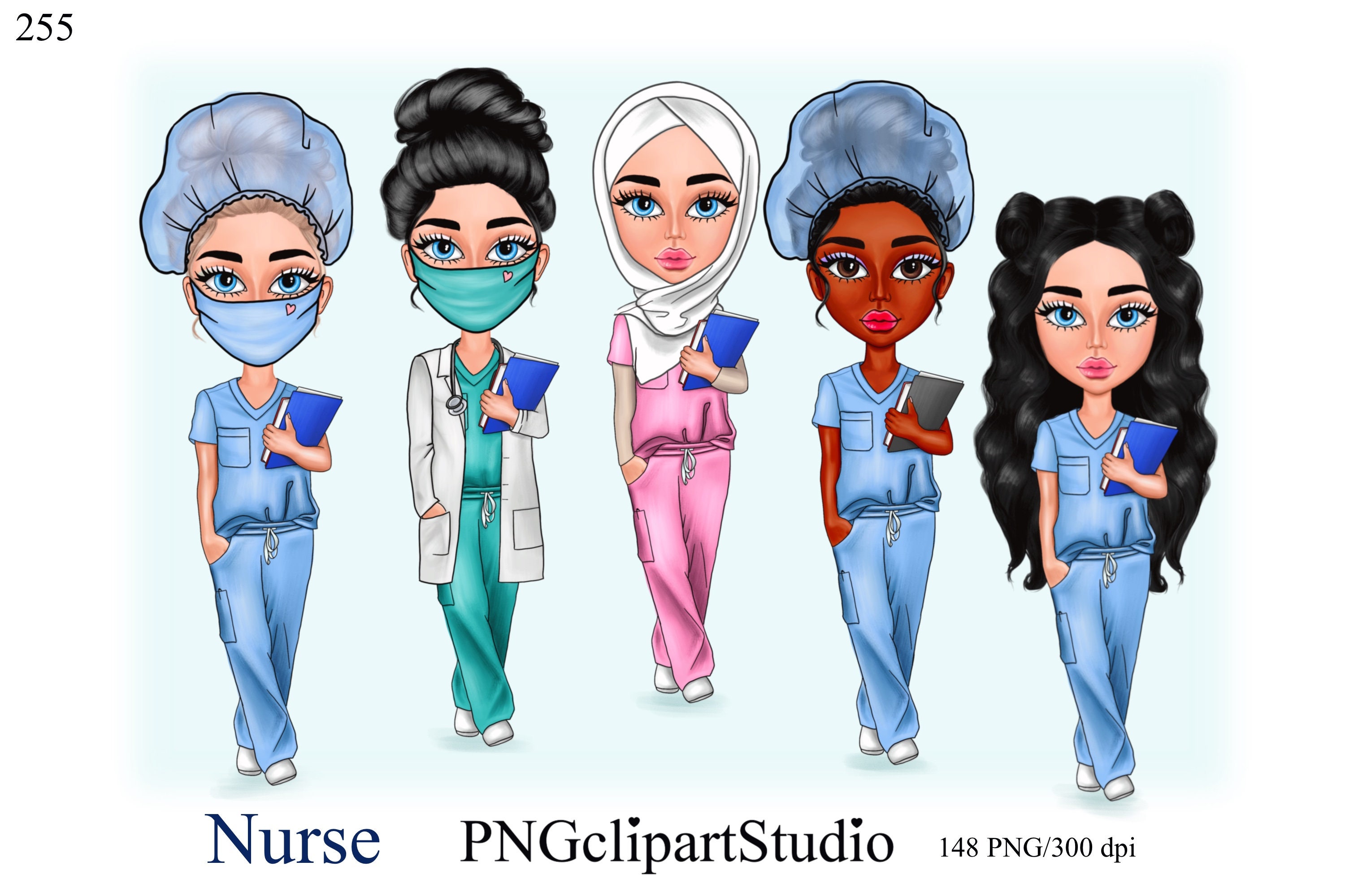 Cartoon Blue Scrubs
