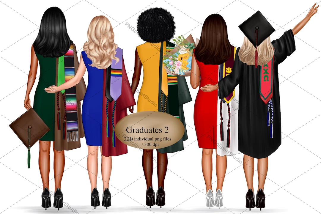Graduation Girls Clip Art, Custom Graduation, School Clipart - Etsy