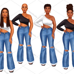Denim Girl Clipart, Denim Clipart, Jeans Girl Clipart African American ...