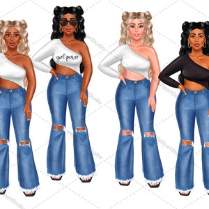 Denim Girl Clipart, Denim Clipart, Jeans Girl Clipart African American ...
