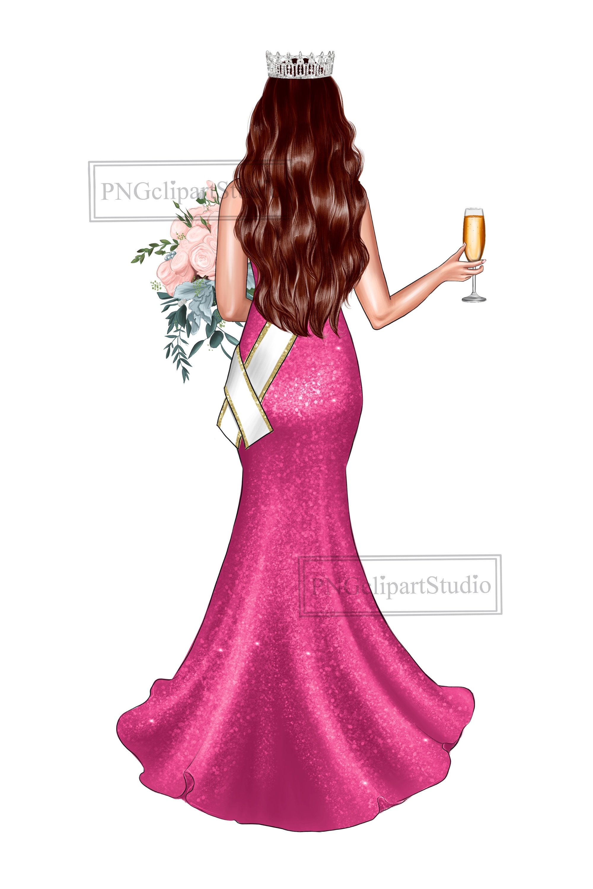 Beauty Queens Clipart, Pageant Queens Clipart, Girl in Evening Dress ...