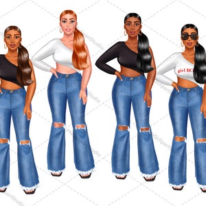 Denim Girl Clipart, Denim Clipart, Jeans Girl Clipart African American ...