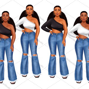Denim Girl Clipart, Denim Clipart, Jeans Girl Clipart African American ...