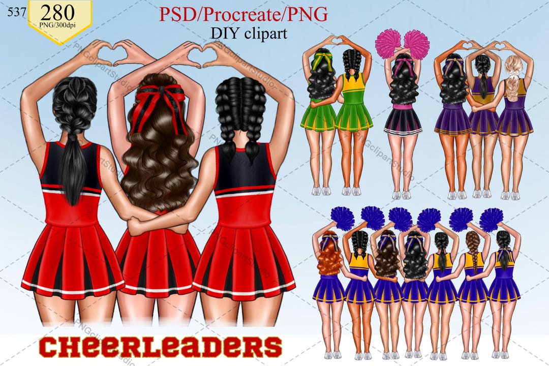 Cheer Sisters Clipart, Cheerleaders Clipart, Cheer Squad Clipart ...
