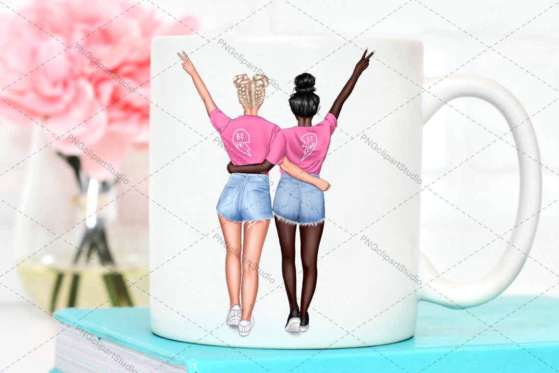Best Friend Clipart, Personalized Illustration, Afro Girl Clipart, Best ...