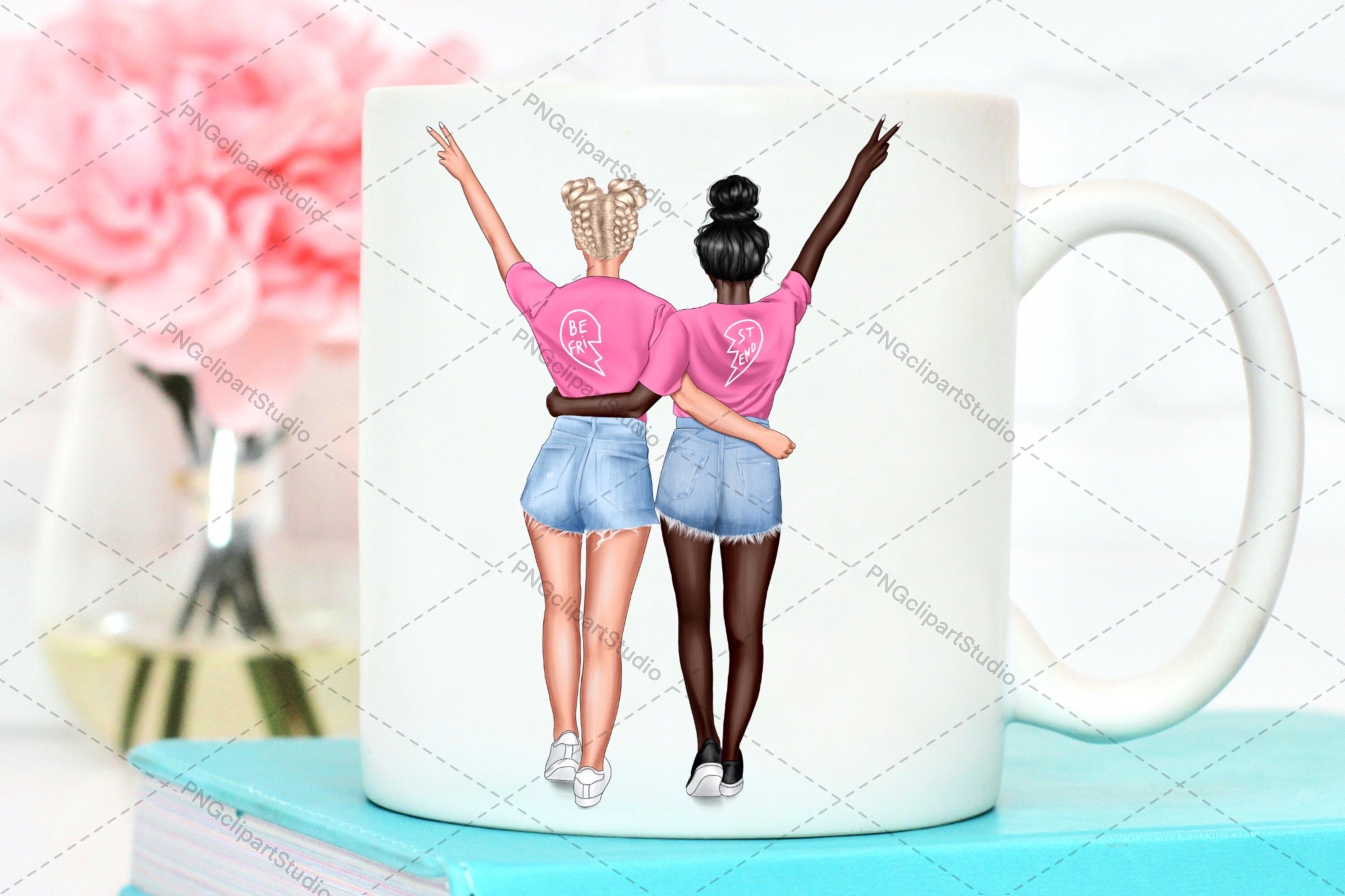 Best Friend Clipart, Personalized Illustration, Afro Girl Clipart, Best ...