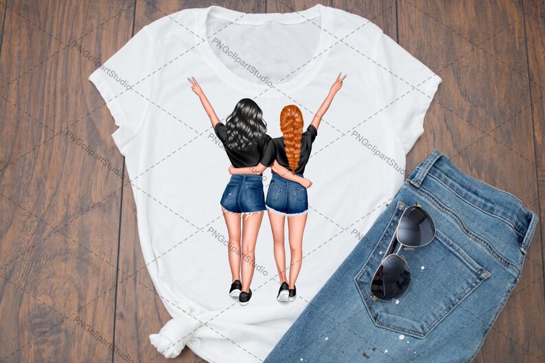 Best Friend Clipart, Personalized Illustration, Afro Girl Clipart, Best ...