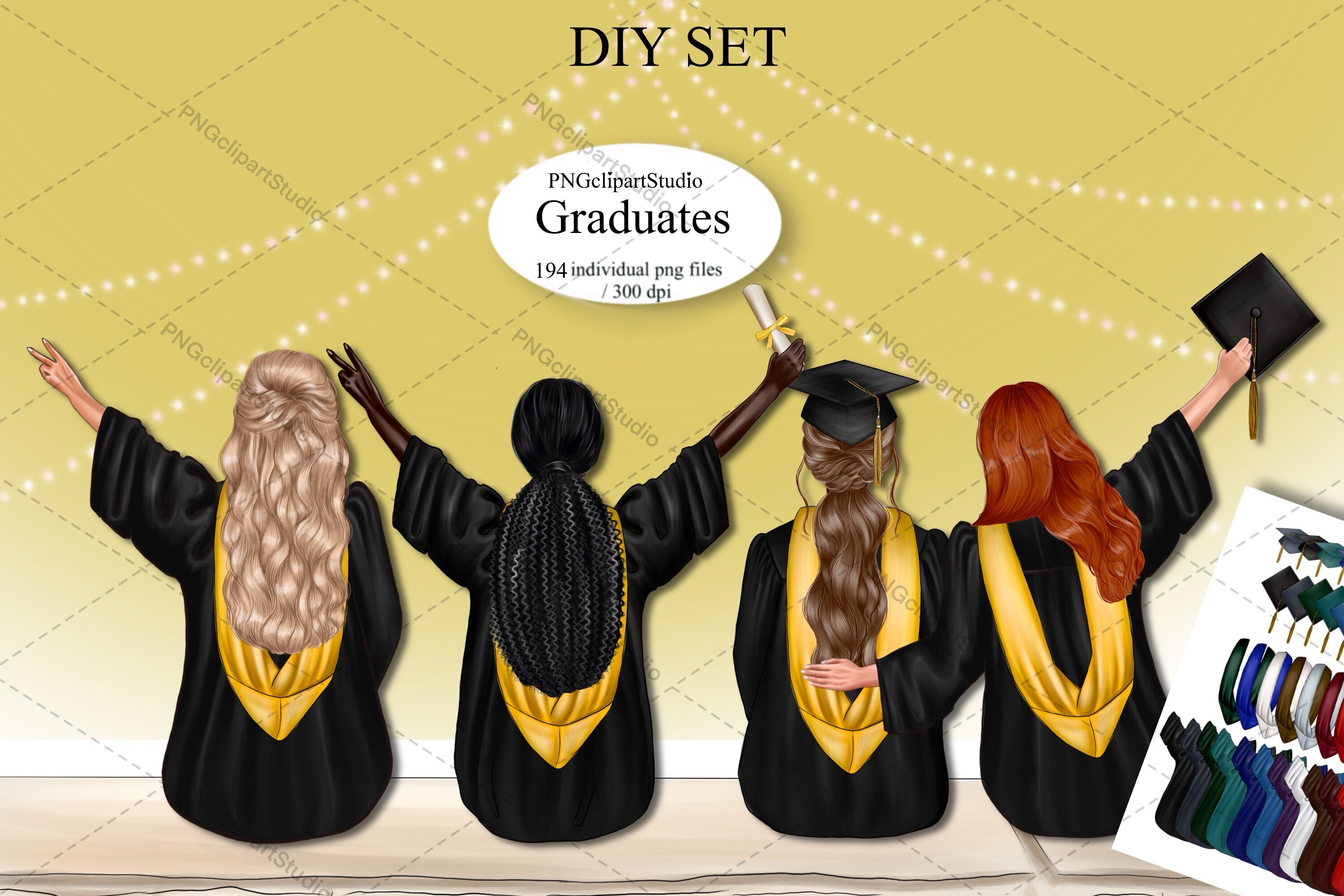 Graduation Clipart, Graduating Girls Planner Stickers, School Clipart ...