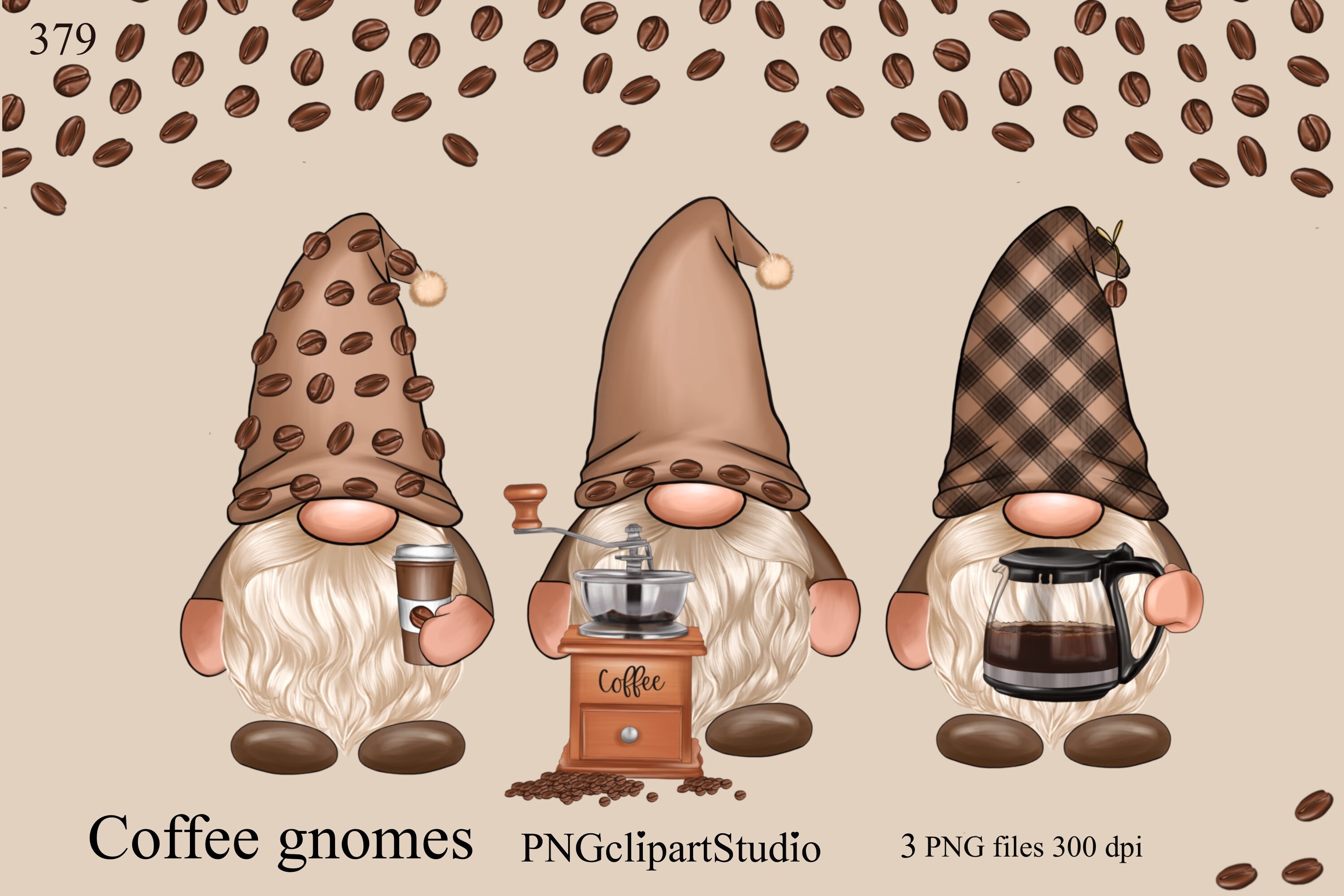 Coffee Gnome Clipart Coffee Gonk Hand Drawn Watercolor - Etsy