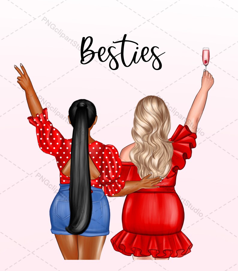 Best Friends Clipart, Customizable Clipart, Mug Drawing, Sublimation ...