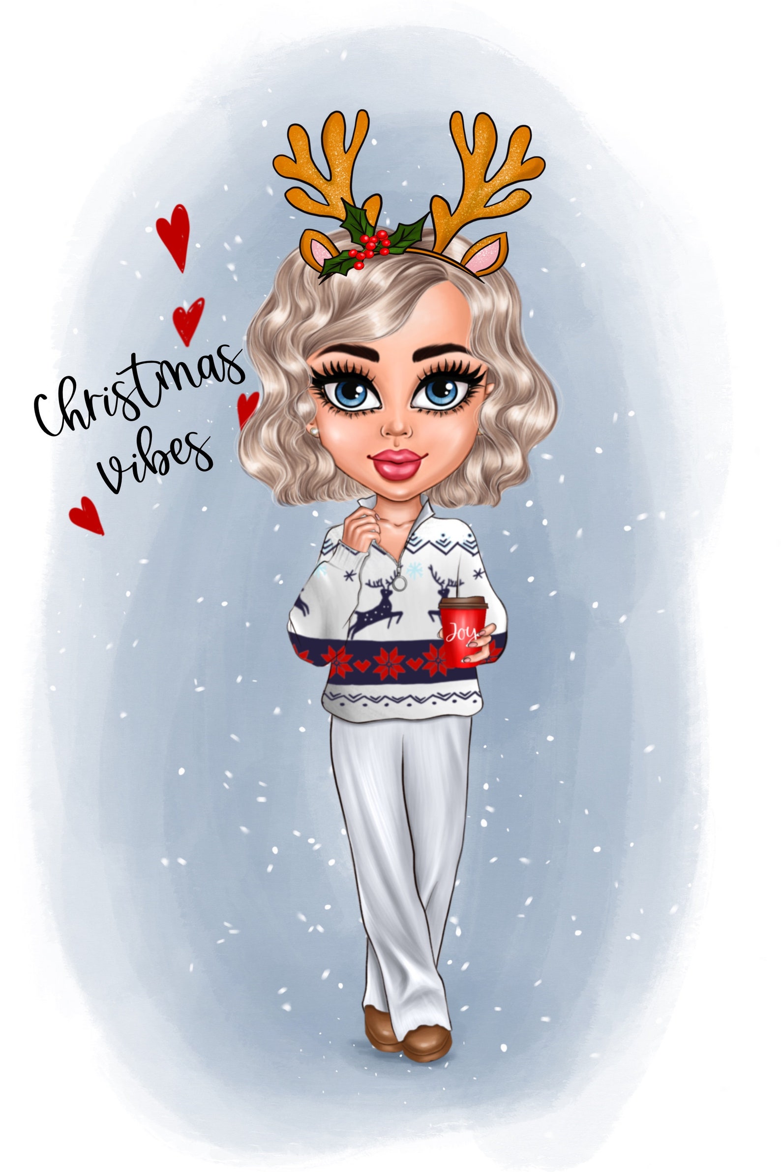 Christmas Chibi Doll Clipart, Xmas Chibi Doll Clipart, Merry Christmas ...