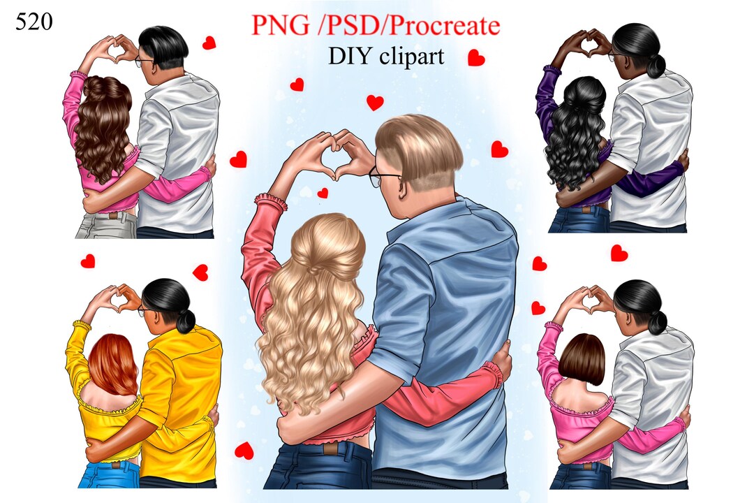Valentine Day Clipart, Couple Creator, Customizable, Couple Portrait ...