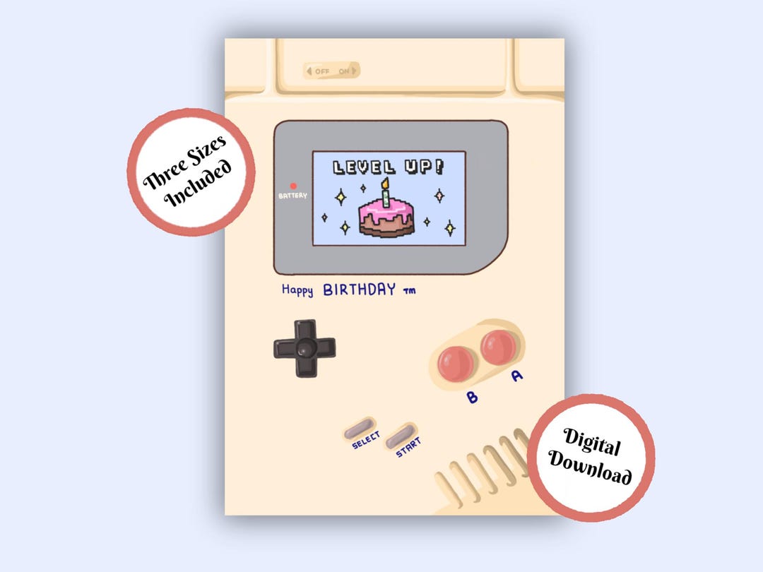 Retro Gameboy Birthday Card: Pixel Art Gamer Theme (digital Download) - Etsy