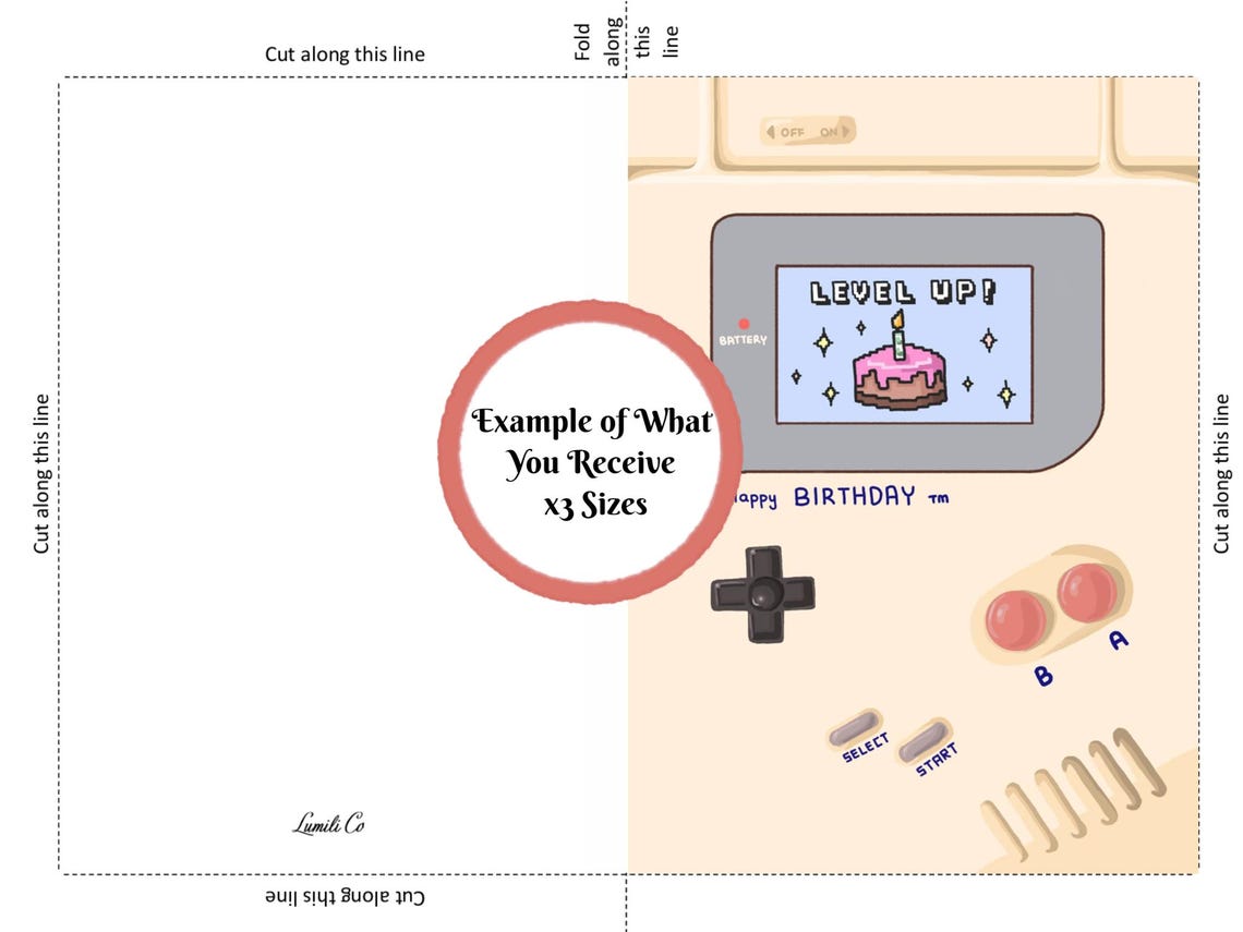 Printable Gamer Birthday Card | Retro Gameboy Greeting Card | Cute Video Game Birthday Card ...