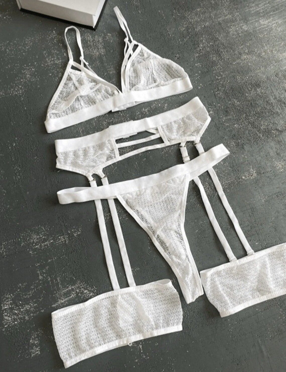 Bride Lingerie Set, Wedding Lingerie Set, White Lacy Lingerie Set ...