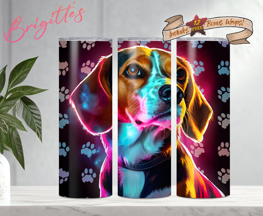 Neon Beagle Portrait Tumbler Wrap, 20 Oz Skinny Tumbler Sublimation ...