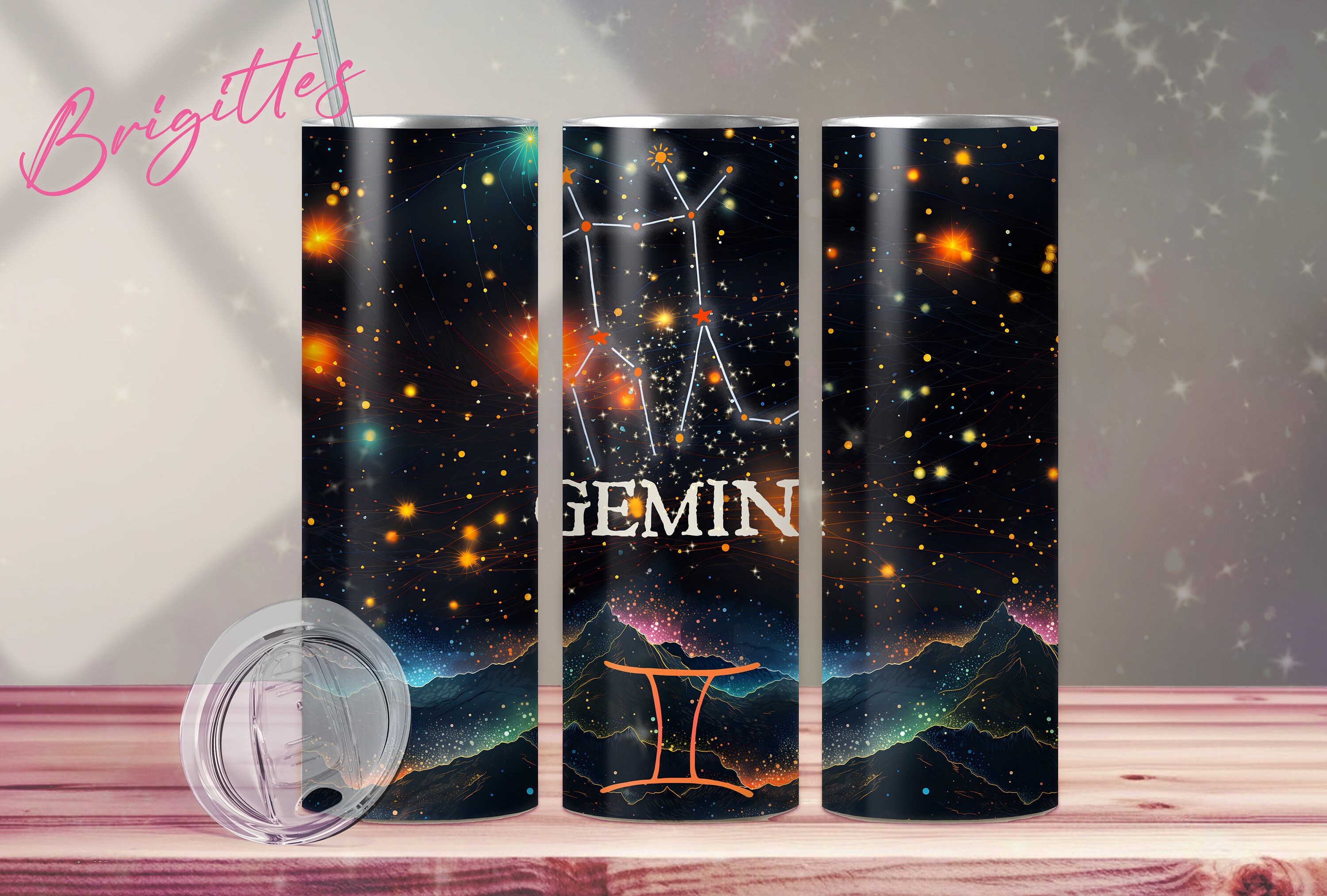 Gemini Zodiac Constellation Tumbler Wrap, 20 Oz Skinny Tumbler ...