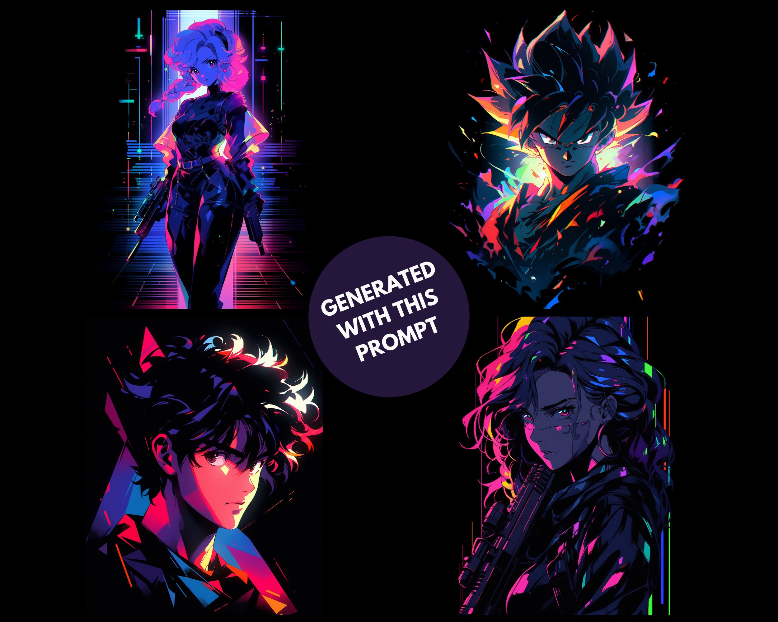 Midjourney Prompt: 80s Anime Synthwave Poster Retro Designs for T ...
