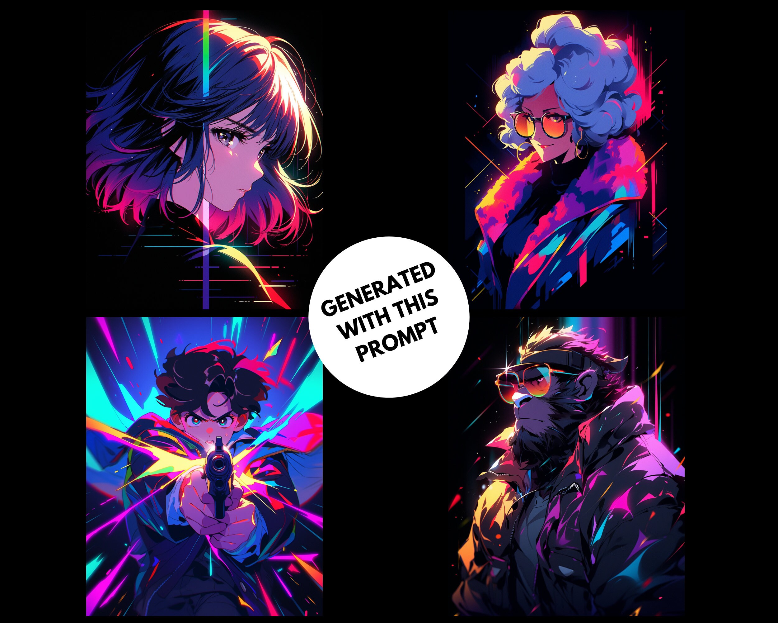 Midjourney Prompt: 80s Anime Synthwave Poster Retro Designs for T ...