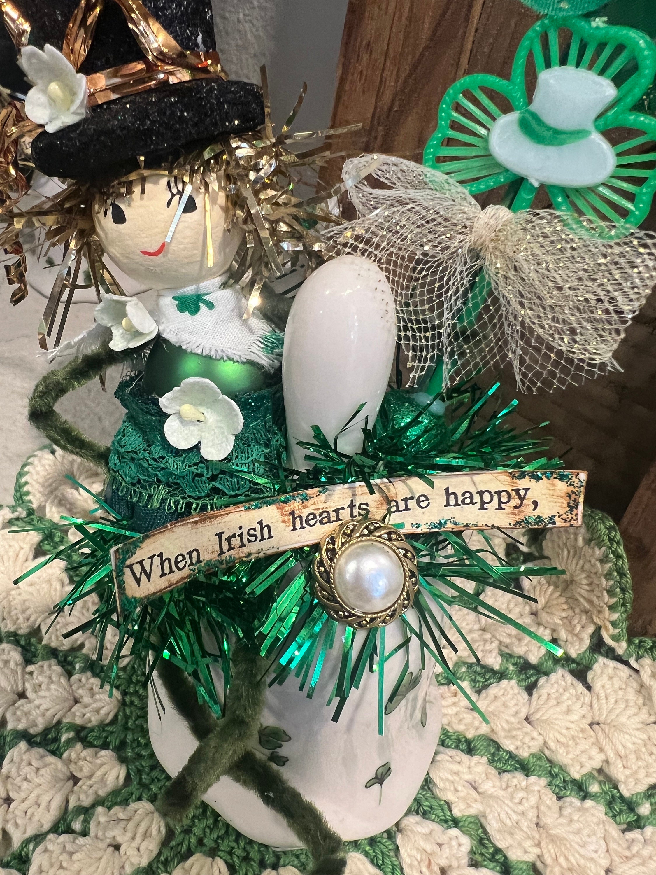 Vintage Leprechaun Bell Assemblage, Handmade Chenille Leprechaun, Found ...