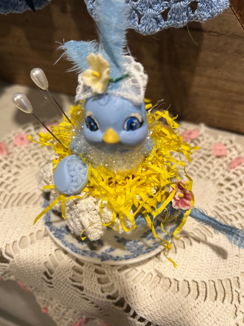 Vintage Spring Blue Bird Assemblage, Spring Assemblage, Found Object ...