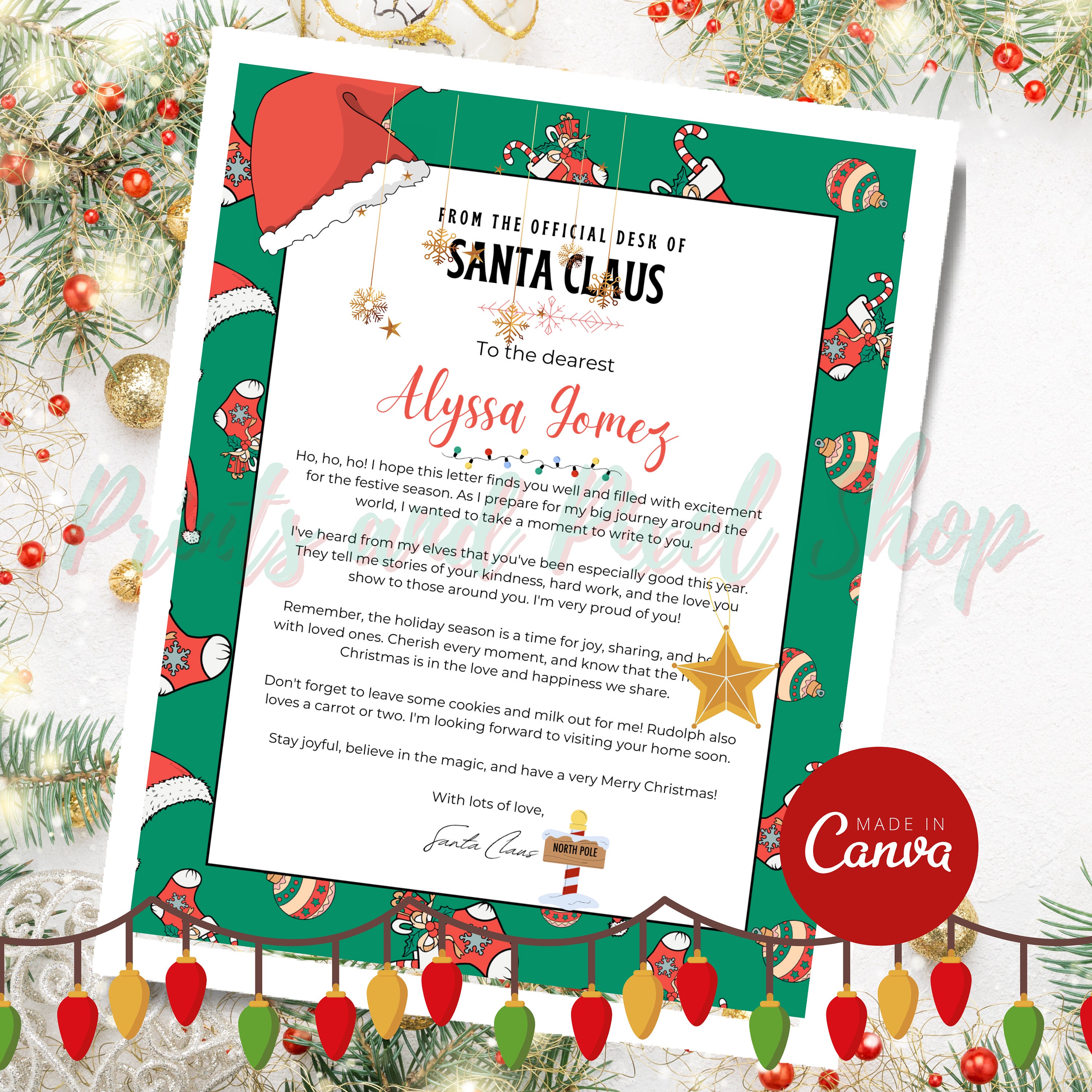 Letter From Santa Personalized Santa Letter DIY Santa Letter Templates ...