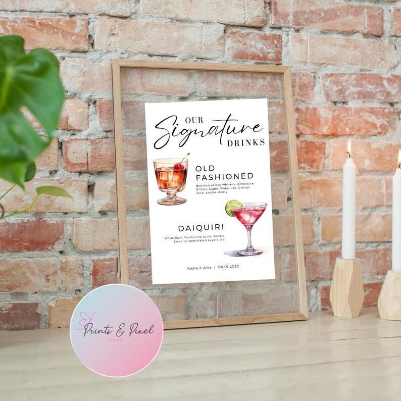 Bar Menu Poster Bar Menu Sign Couples Cocktails Editable - Etsy