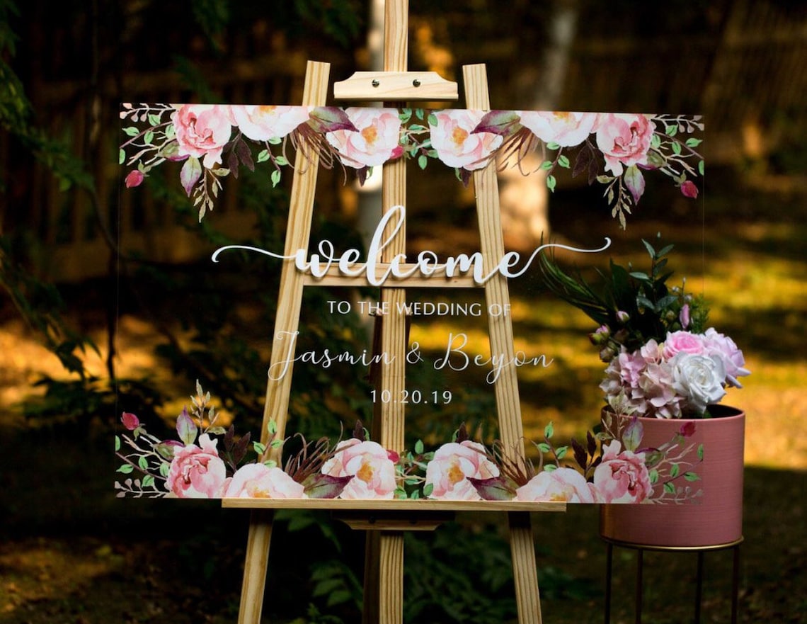 Beautiful Floral Wedding Sign. Wedding Seating Plan. Acrylic and Vinyl ...