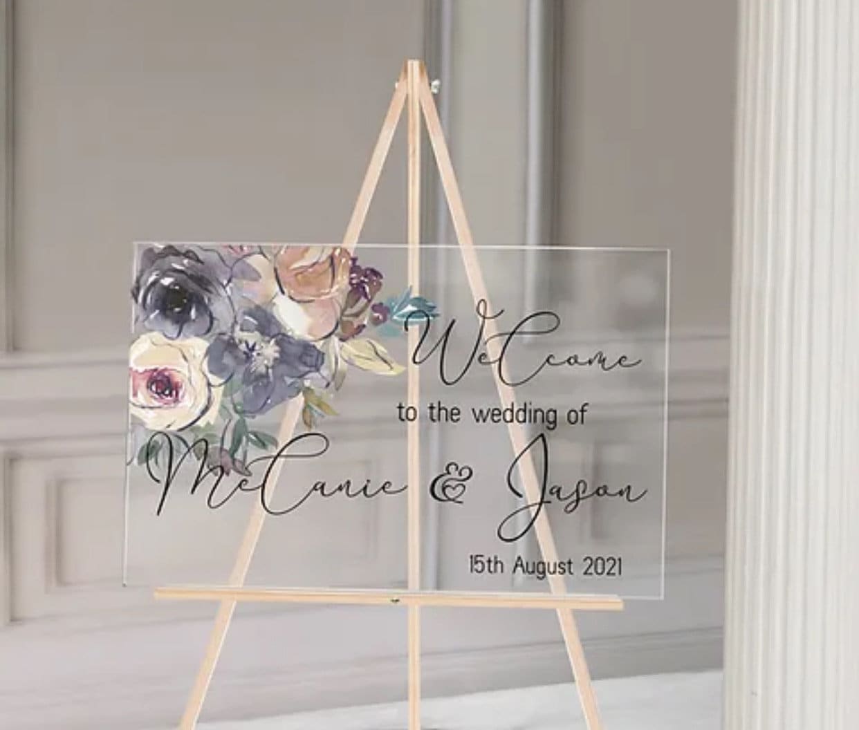 Beautiful Floral Wedding Sign. Wedding Seating Plan. Acrylic and Vinyl ...