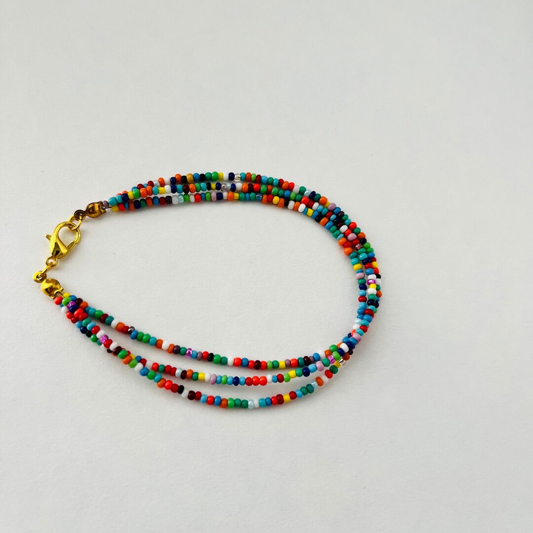 Colorful 3 Strand Beaded Bracelet / Seed Bead Bracelet - Etsy