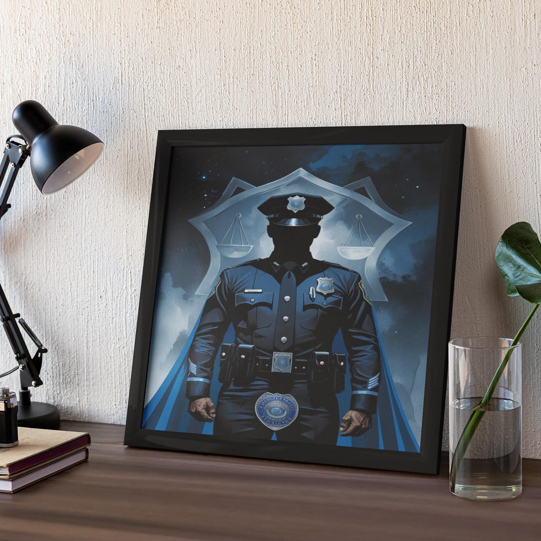 Heroic Police Officer Art – Bold Office Wall Decor, Law Enforcement ...