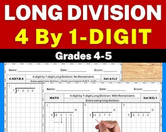 4th Grade Long Division Math Practice Worksheets - Etsy