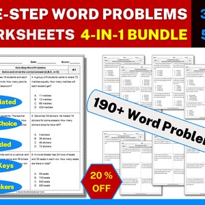 One Step Word Problems Worksheets Addition, Subtraction, Multiplication ...