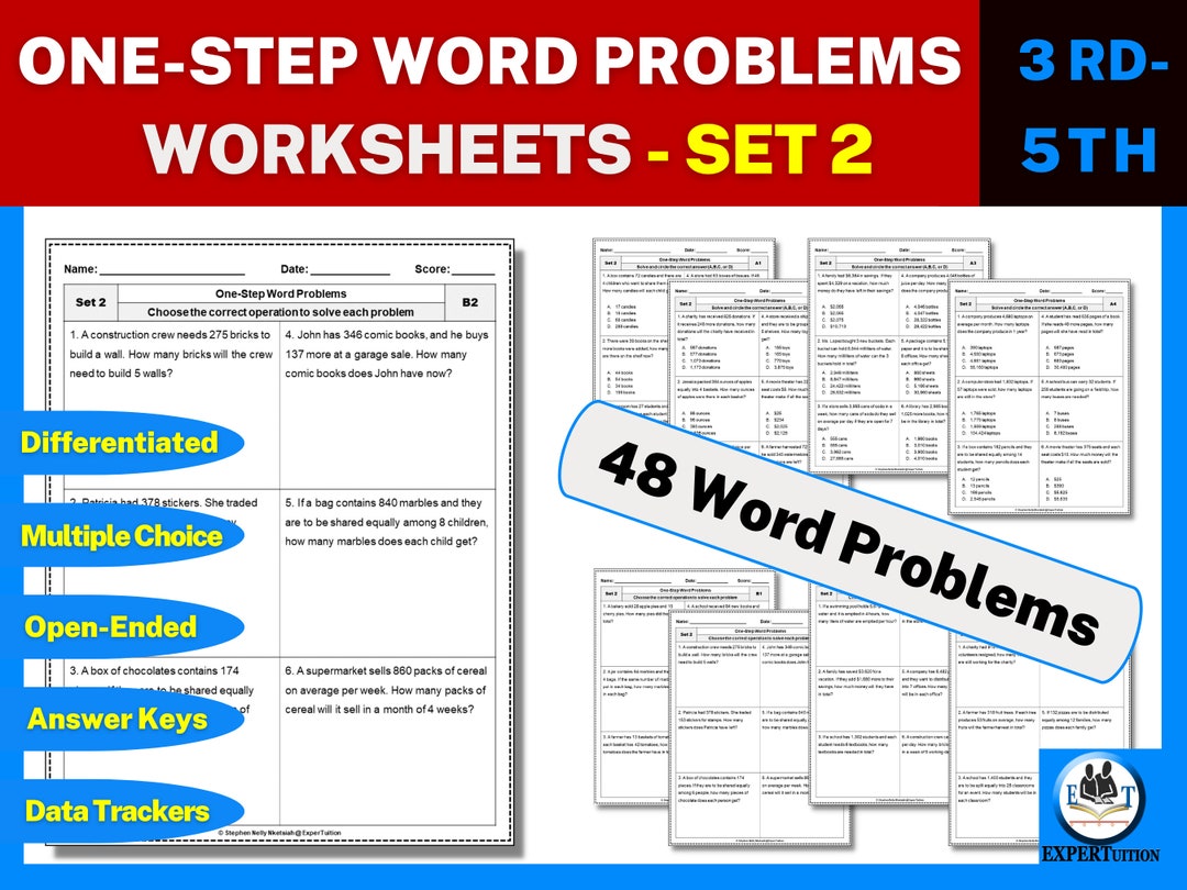One Step Word Problems All Operations Worksheets | Addition ...