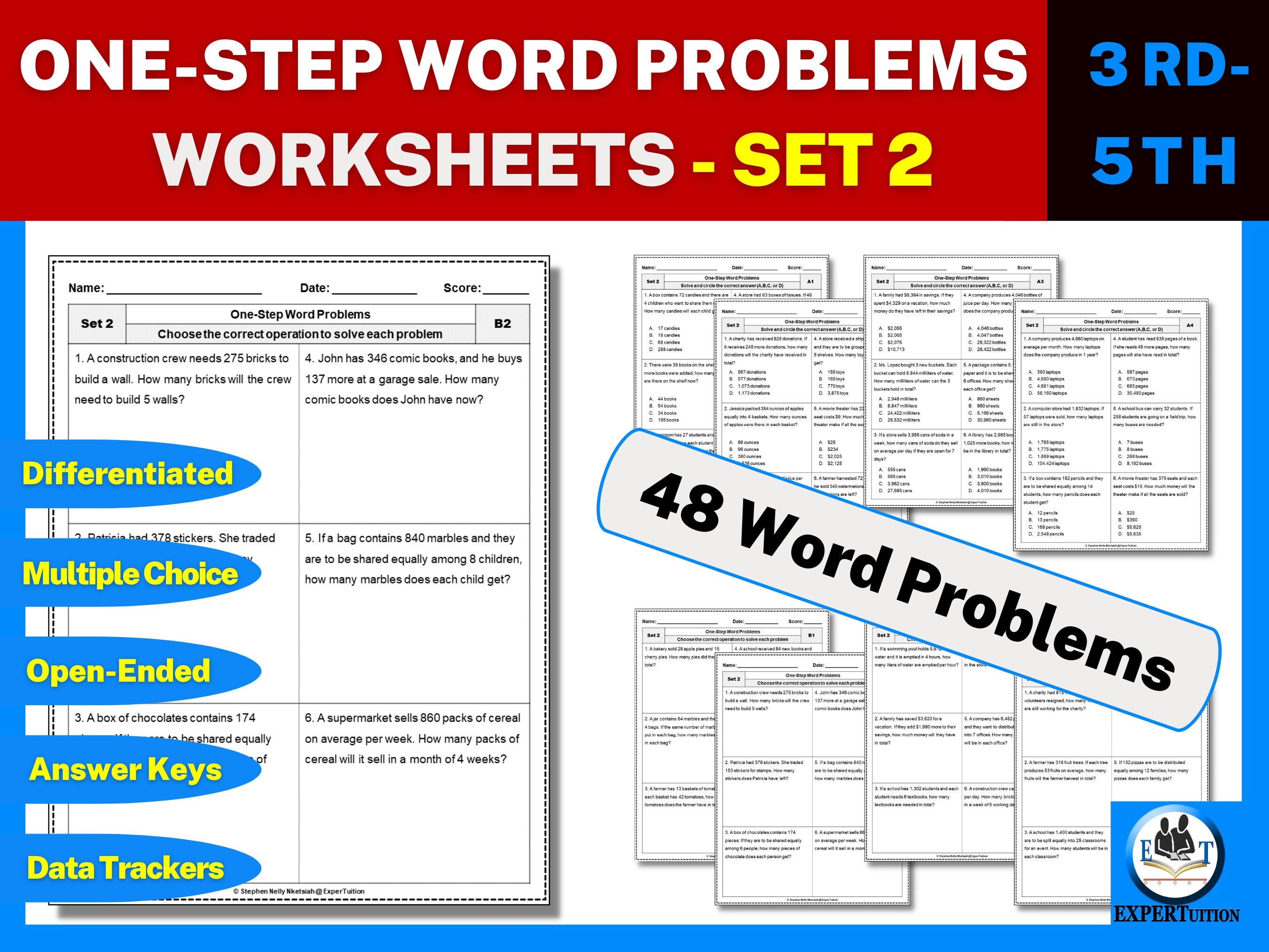 One Step Word Problems All Operations Worksheets | Addition ...