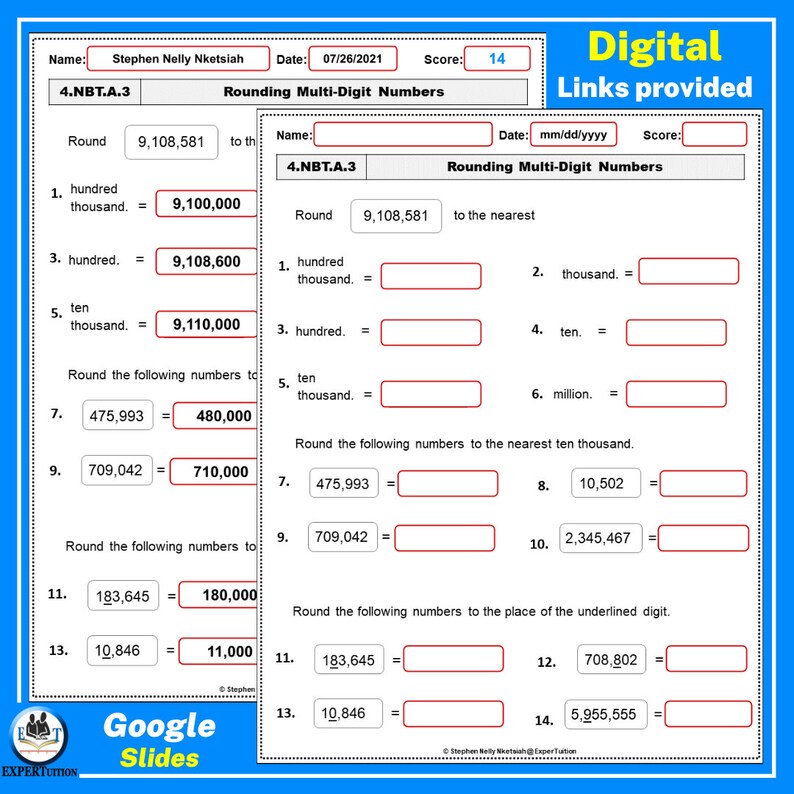 4th Grade Math Quick Checks Worksheets - Common Core Math Standards ...