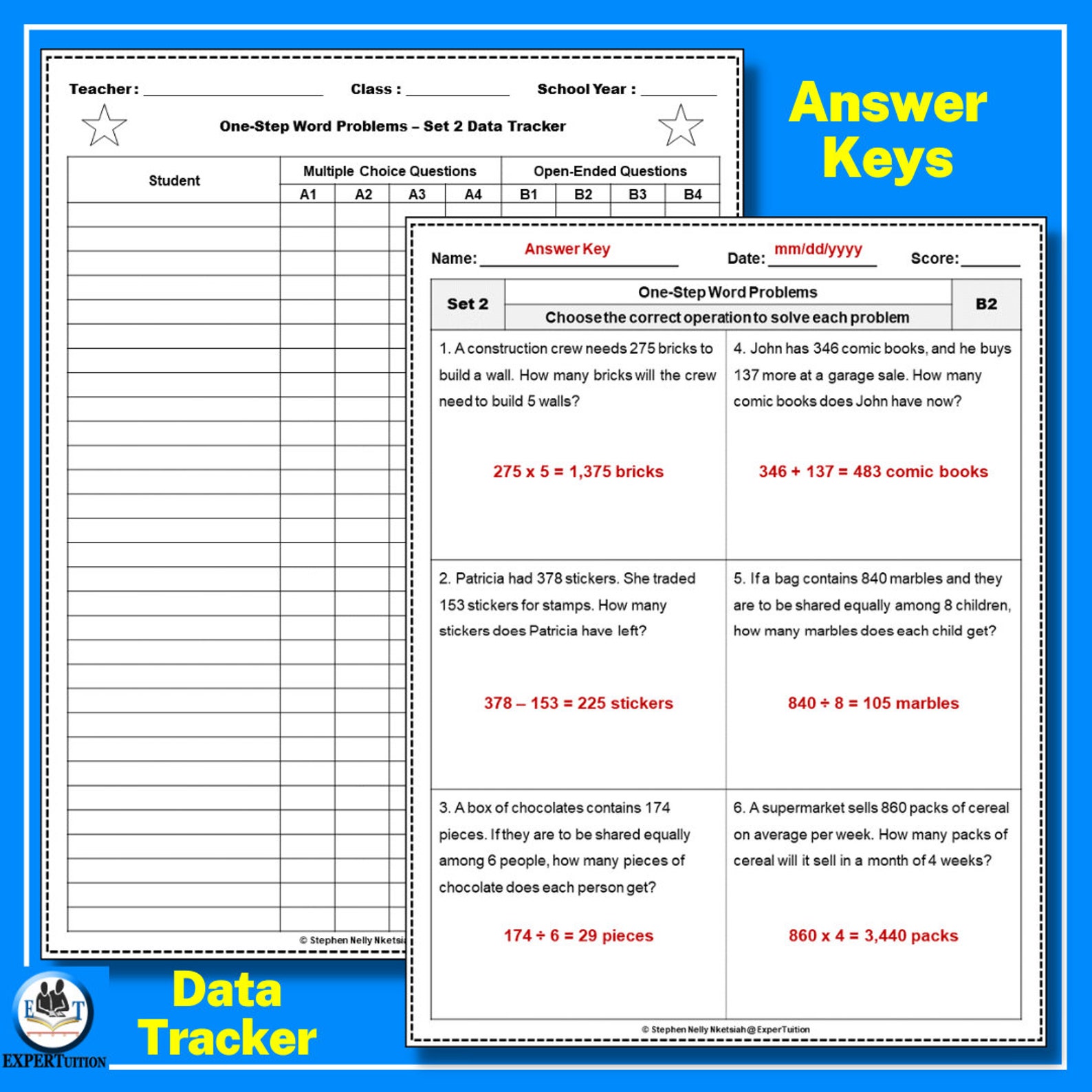 One Step Word Problems All Operations Worksheets | Addition ...