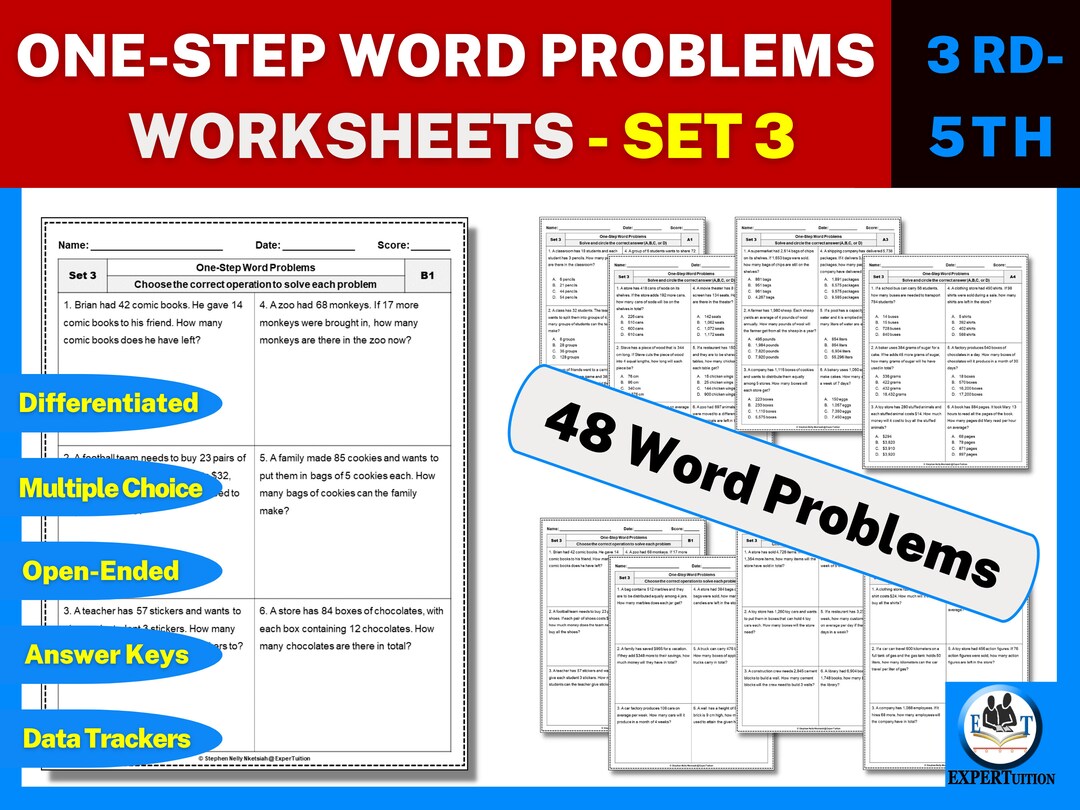 Addition, Subtraction, Multiplication and Division Word Problems ...