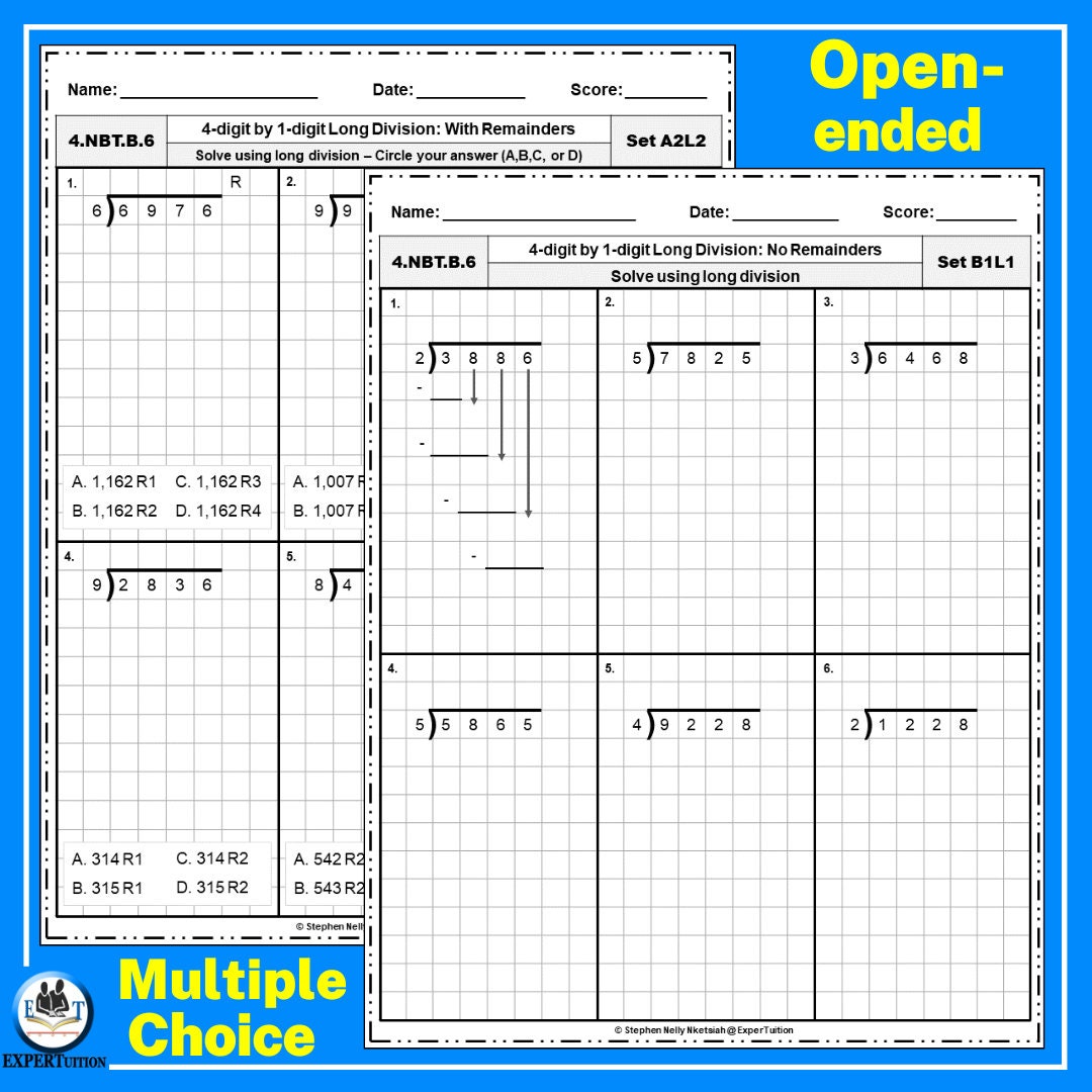 Engaging Math Worksheets for 4th Grade Division Practice – Long ...