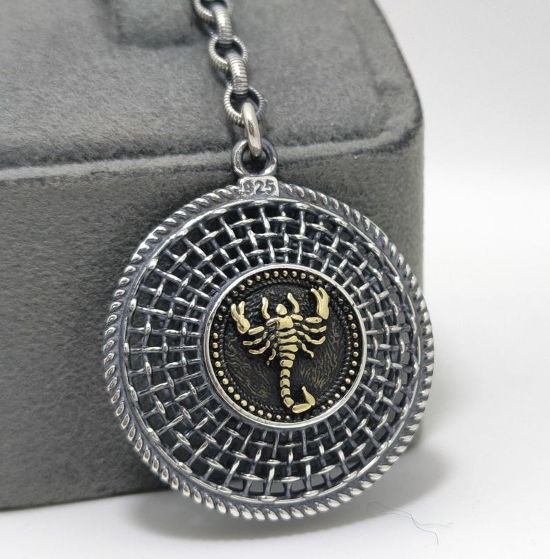Scorpion Engraved Keychain. 925 Sterling Silver Scorpion Key Chain ...