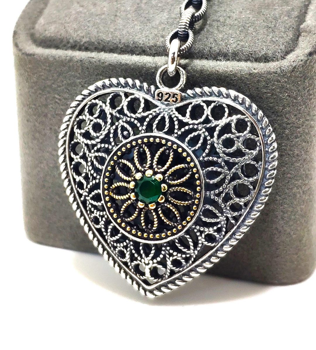 Sterling Silver Keychain, Heart Lover Keychain, Emerald Stone Silver ...