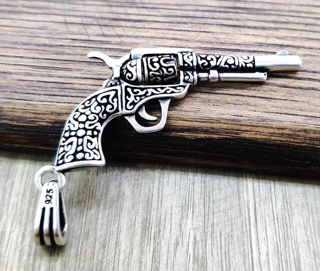 Colt Revolver Silver Keychain, Silver Western Jewelry Keychain, 925 ...