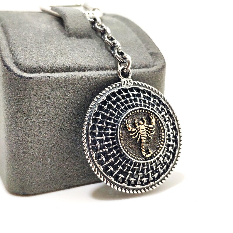 Scorpion Engraved Keychain. 925 Sterling Silver Scorpion Key Chain ...
