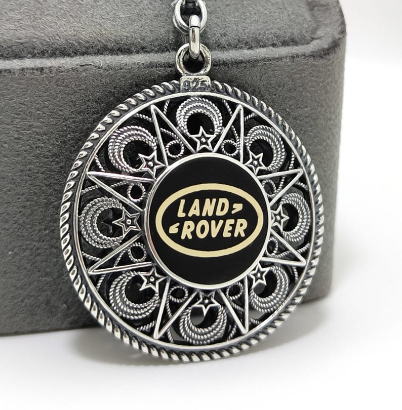 Handcrafted Sterling Silver Land Rover Keychain: Oxidized Filigree ...