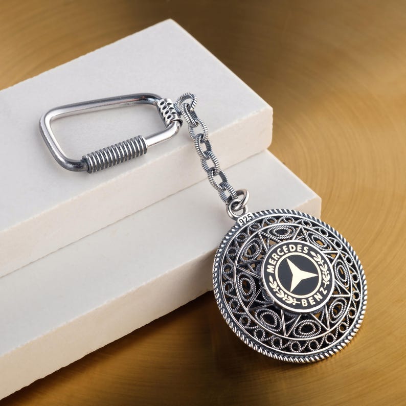Handmade Sterling Silver Mercedes-benz Keychain - Gift for Car ...