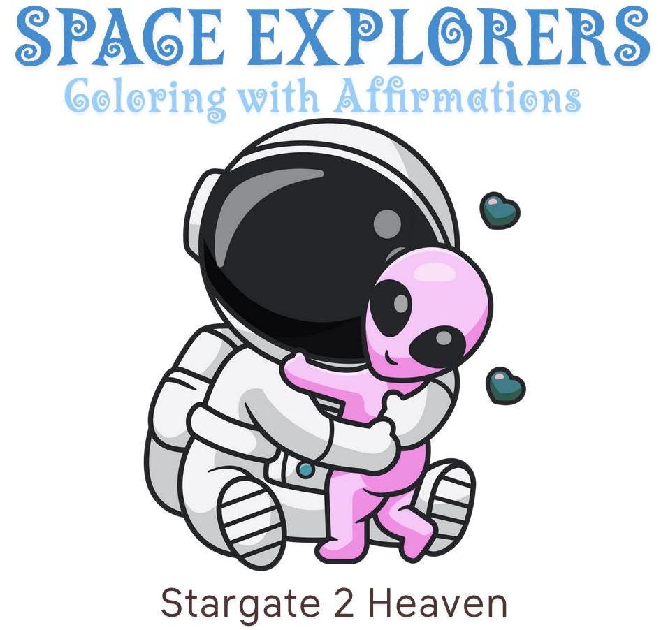 Space Explorers Printable Coloring Sheets With Affirmations - Etsy