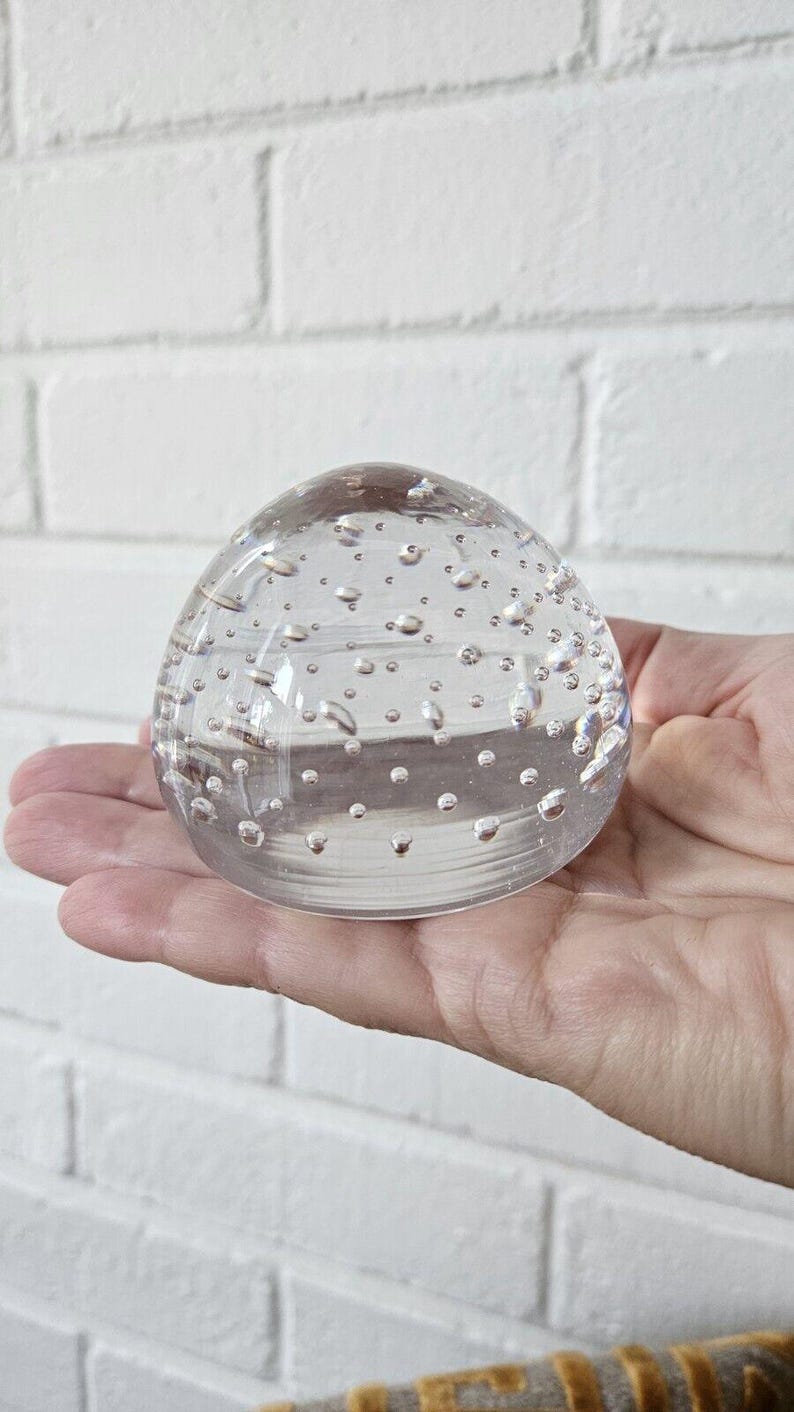 Vintage Clear Art Glass Paper Weight Bubble Dome 2.75 In” Murano Style ...