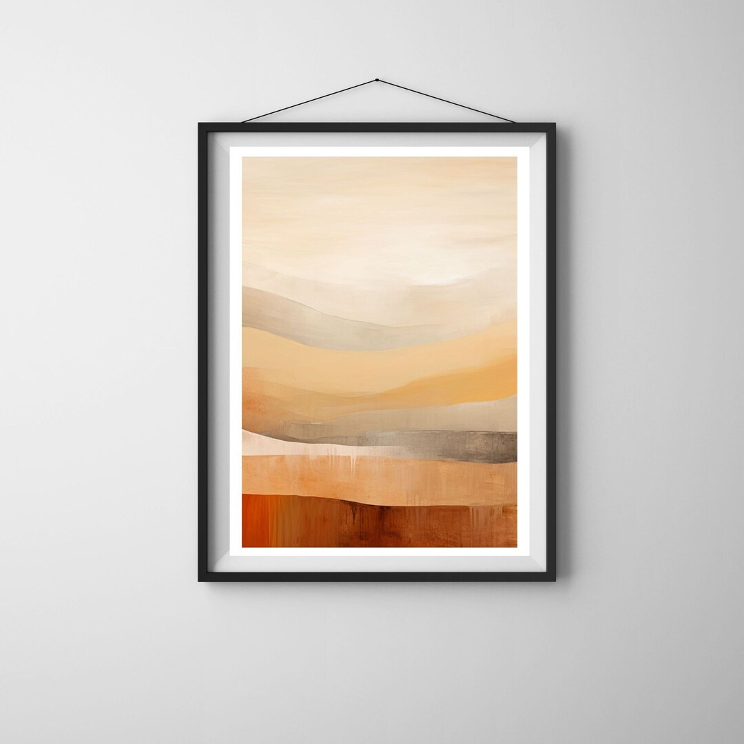 Vintage Inspired Abstract Landscape Muted Colors Rust Taupe Sand ...