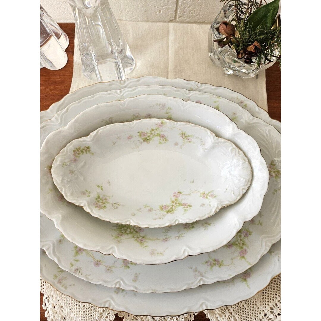 Set 4 Platter Dishes 1920s O & E G Royal Austria Porcelain Pink Green ...