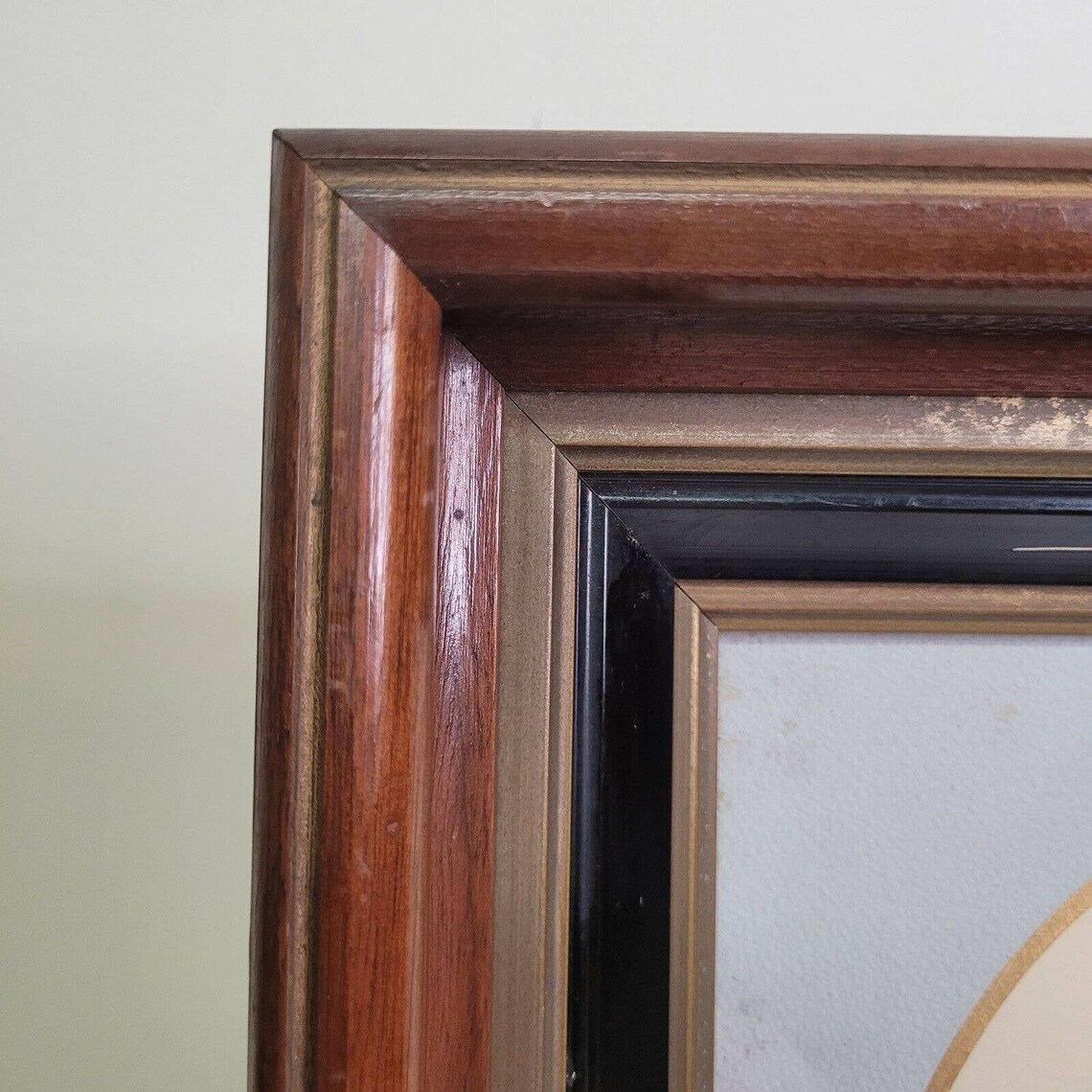 19th Century Framed Charcoal Portrait Triple Deep Frame Ebonized, Gilt ...
